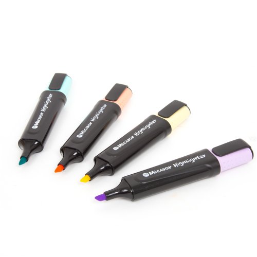 Highlighter - Micador - Eco - Chisel - Assorted Pastel - Wallet of 4 ...