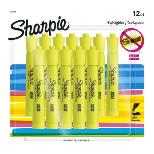 Highlighter - Sharpie - Tank - Fluorescent Yellow - Pack of 12 | Skout ...