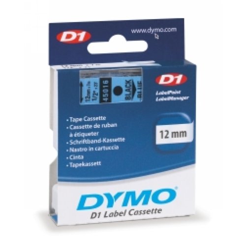 Dymo D1 Label Cassette 12mm x 7m - Black On Blue | Skout Office Supplies