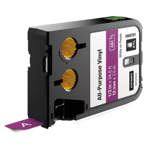 Label Tape - Dymo - XTL All Purpose Vinyl - 12mm - White On Purple ...
