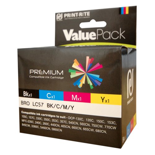 Print-Rite, Brother LC-57 Value Pack B,C,M,Y (Compatible) - 500 (Black ...