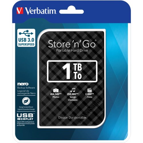 Verbatim - Store-N-Go Portable Hard Drive USB 3.0 - 1TB (Black) | Skout ...