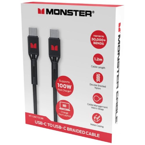 Monster - 1.2M USB-C to USB-C Cable - (Black) | Skout Office Supplies