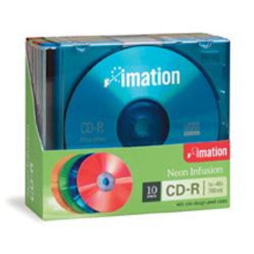 CD-R Imation 80min 40x 700mb Neon Iinfusion Pk10 | Skout Office Supplies