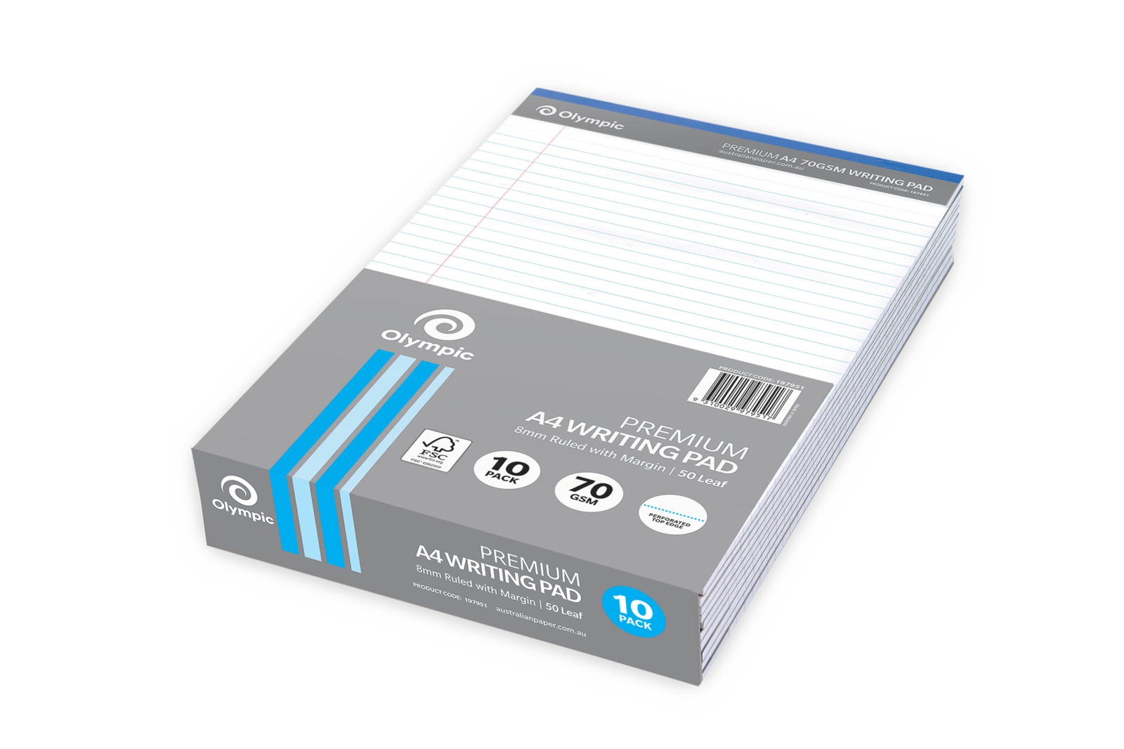 Executive Pad - Olympic A4 - Ruled - White - 50 Leaf - Pack 10 | Skout ...