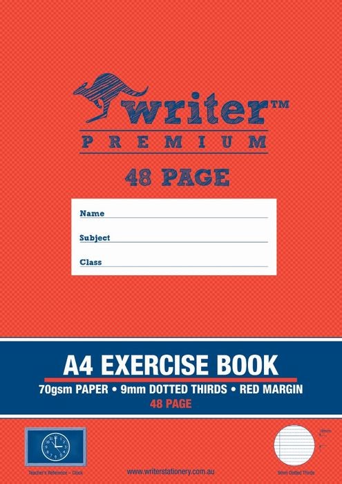 Exercise Book - Writer Premium - A4 - 9mm Dotted Thirds + Margin ...