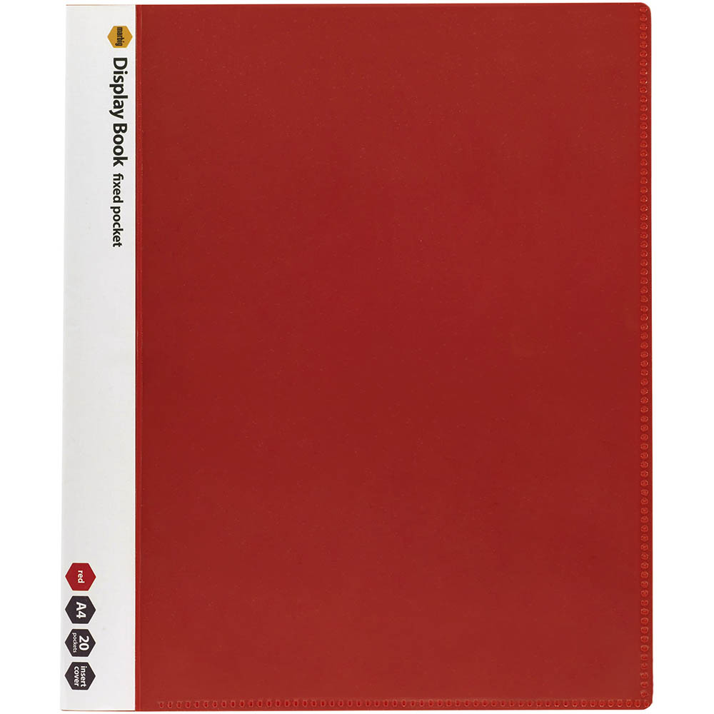 Display Book - Marbig - A4 - Insert Cover - Non-refilable - Red - 20 ...