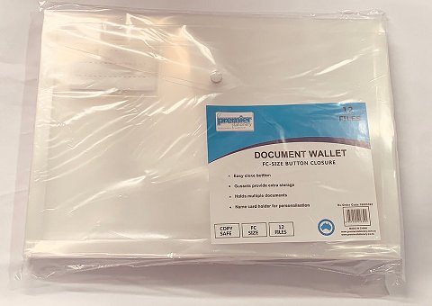 Document Wallet - Blue Ribbon - A4 - Button Closure - Clear - Pack of ...
