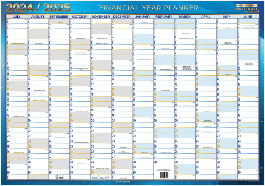 Financial Year Wall Planner - Writeraze - 500 x 700mm - 2024-2025 ...