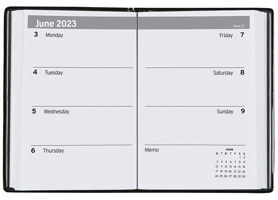Diary - Cumberland - A7 Pocket - Week To View - 2026 - Black | Skout ...