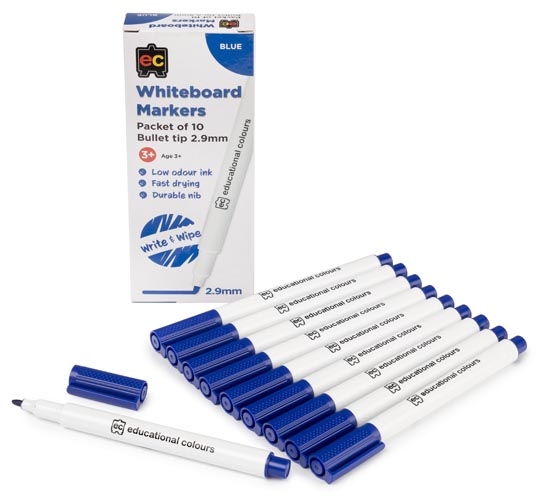 Whiteboard Marker - EC - Thin - Blue (Box of 10) | Skout Office Supplies
